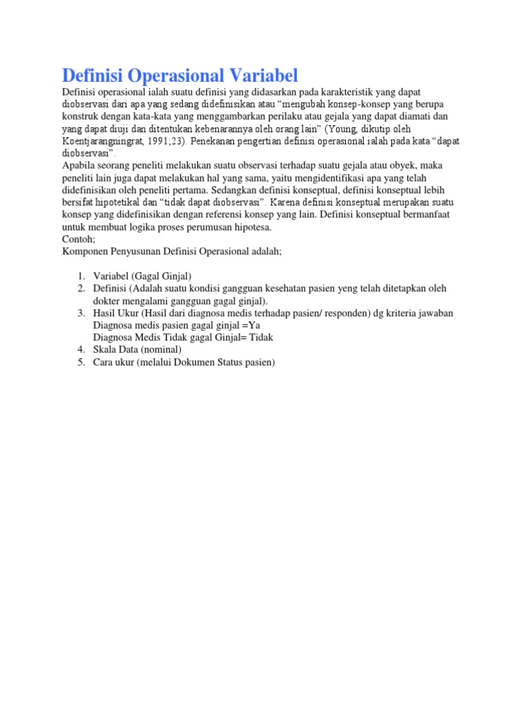 Definisi Operasional Variabel | PDF