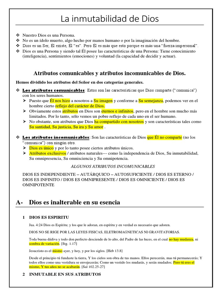 La Inmutabilidad de Dios | PDF