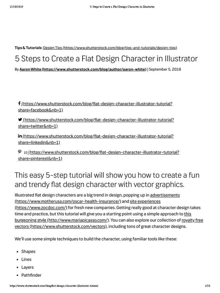 5 Steps To Create A Flat Design Character in Illustrator | PDF | Art