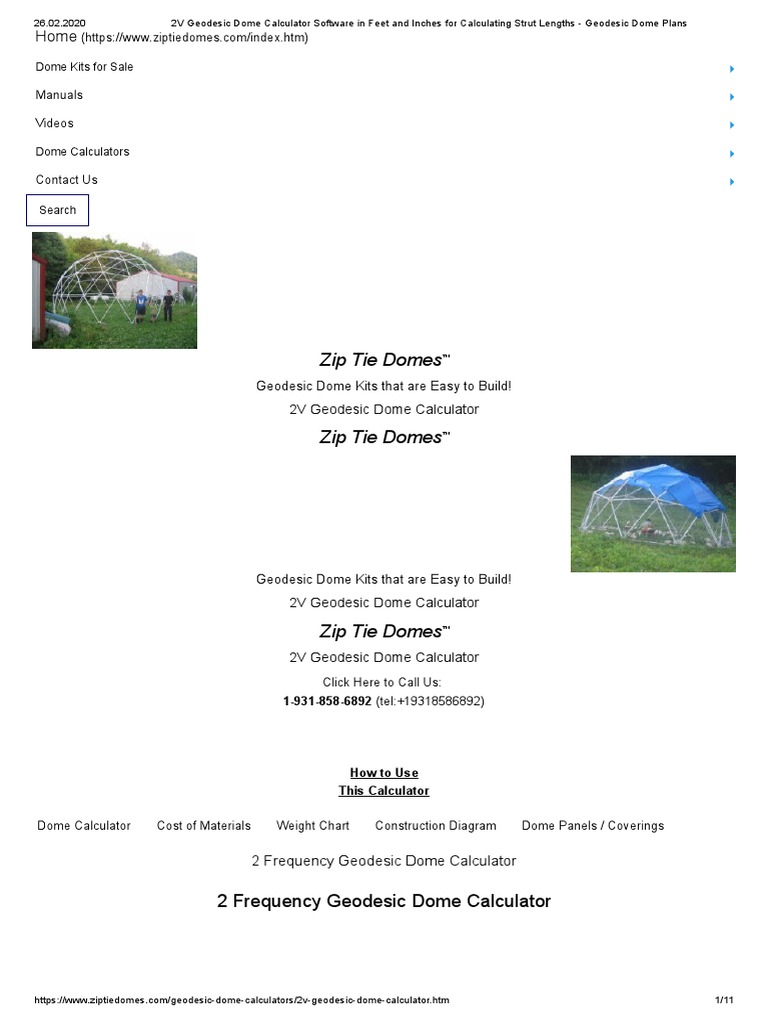 2V Geodesic Dome Calculator Software in Feet and Inches For Calculating ...