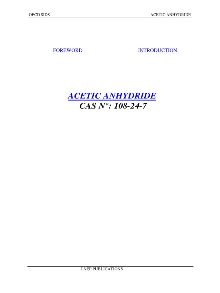 Acetic Anhydride CAS 108-24-7 Overview | PDF | Acetic Acid | Epithelium
