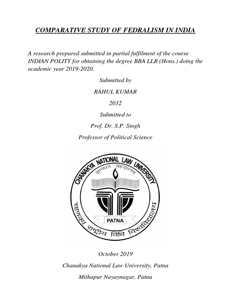 Comparative Study of Federalism in India | PDF Comparative Study of Federalism in India | PDF