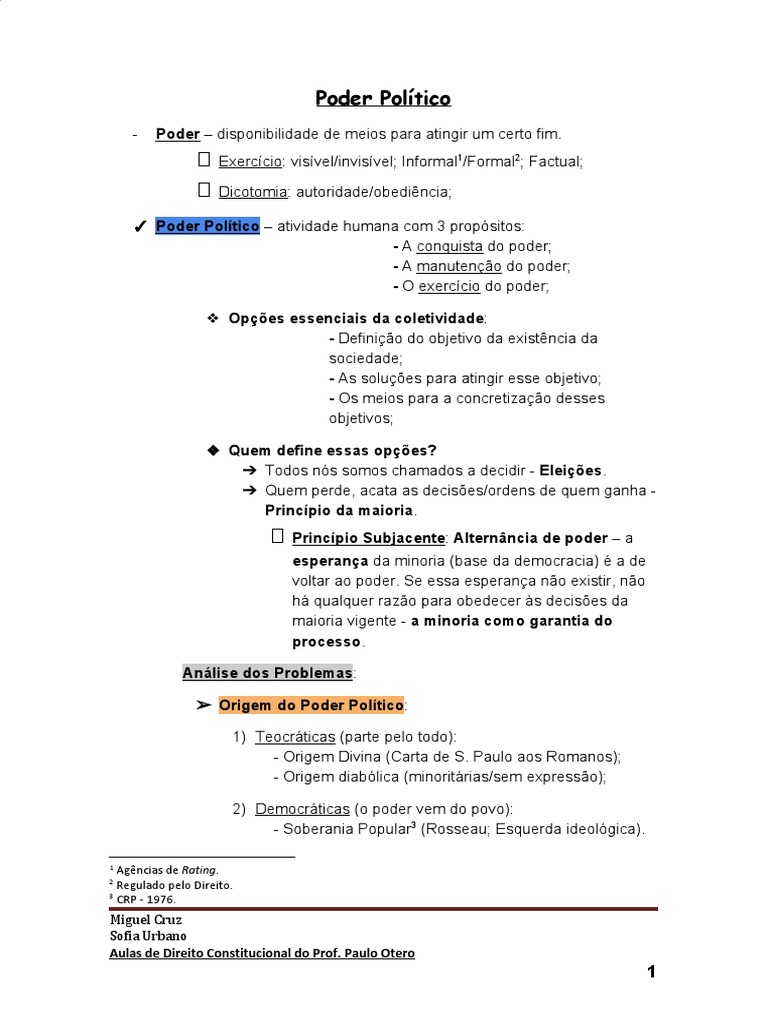 Fundamentos do Poder Político | PDF | Estado | Constituição