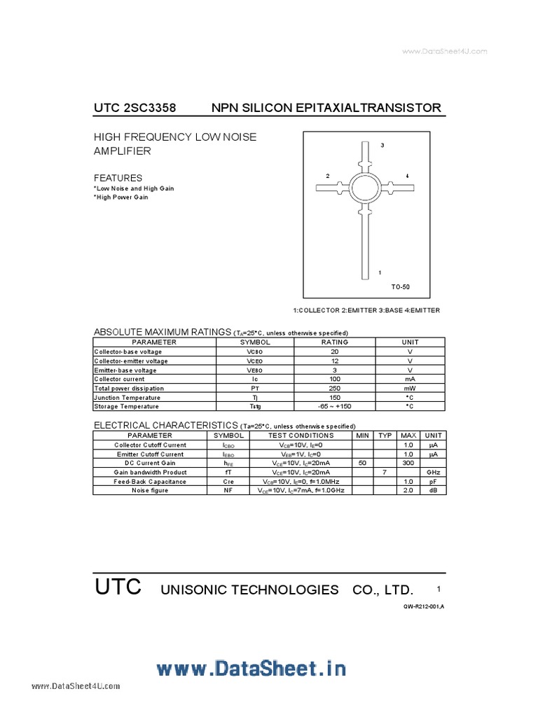 C3358 | PDF | Bipolar Junction Transistor | Electricity