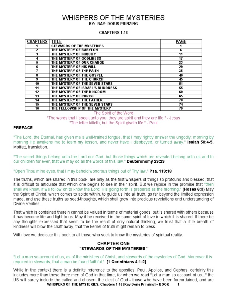 WHISPERS OF THE MYSTERIES - Ray Prinzing | PDF | Revelation | Jesus