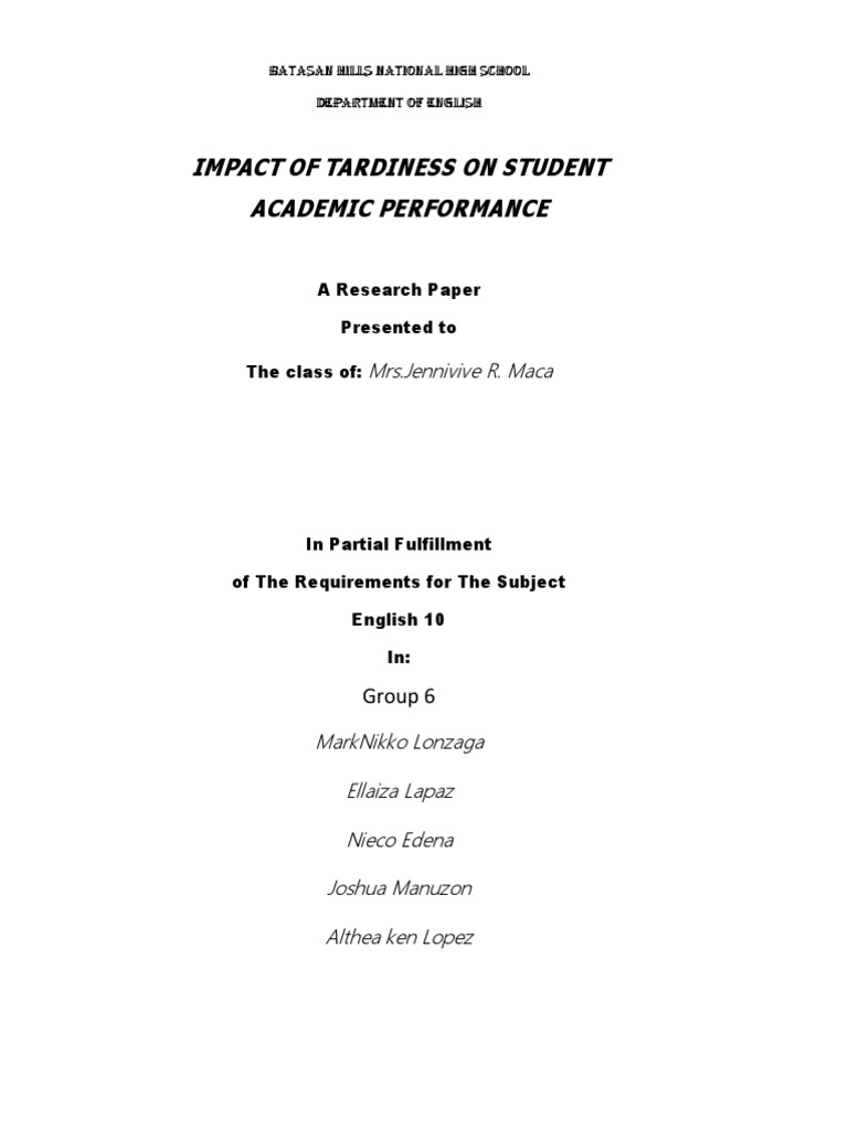 Impact of Tardiness | PDF | Survey Methodology | Questionnaire