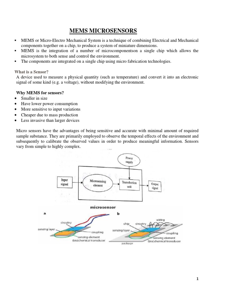 MEMS Microsensors for Engineers | PDF