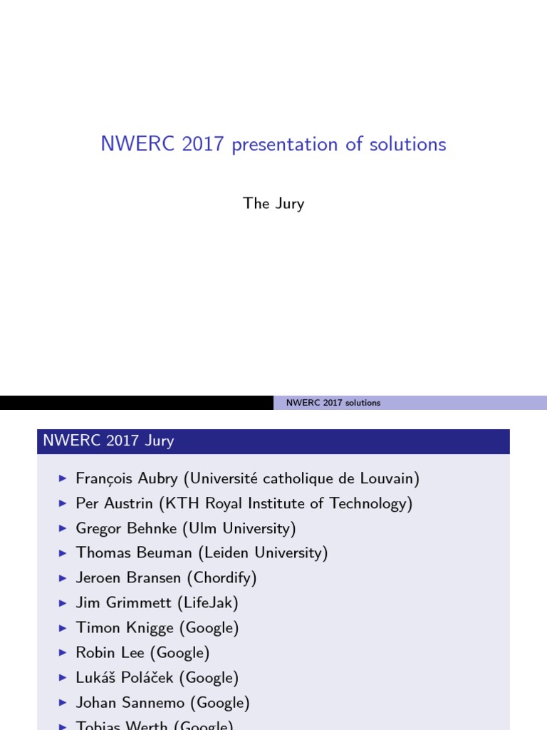 Nwerc 2017 Slides | PDF | Algorithms And Data Structures | Theoretical Computer Science