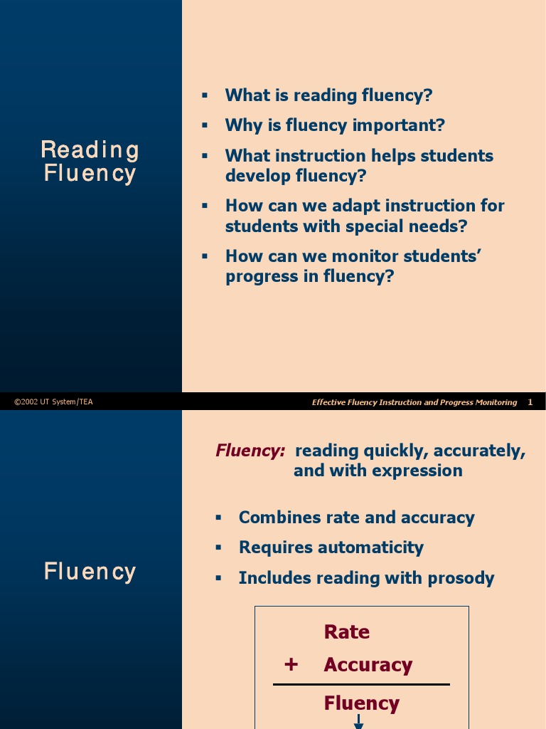 Fluency Presentation | PDF | Fluency | Reading (Process)