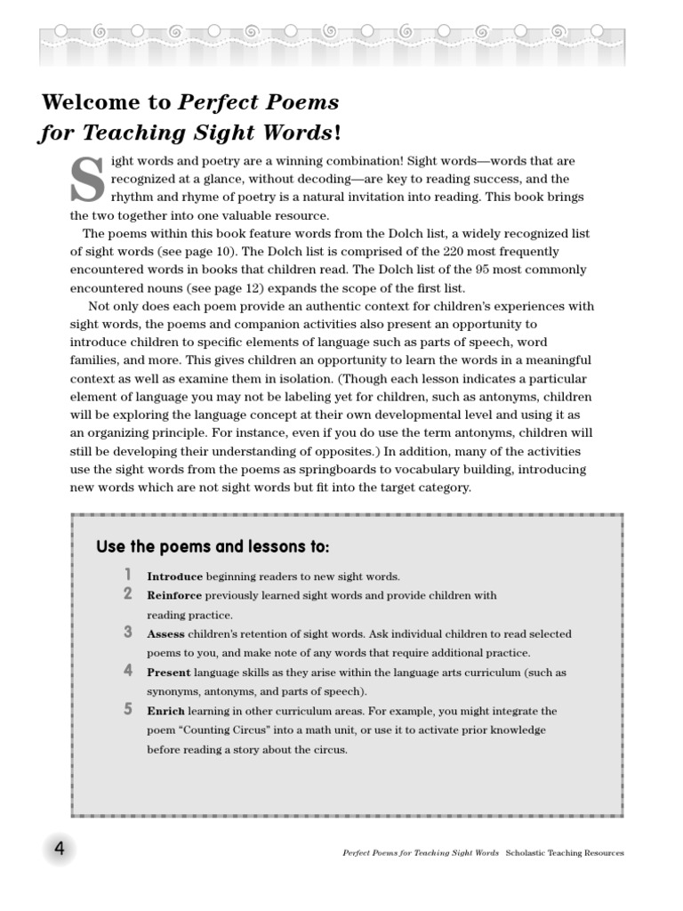 Sight Word Poems | PDF | Poetry | Curriculum