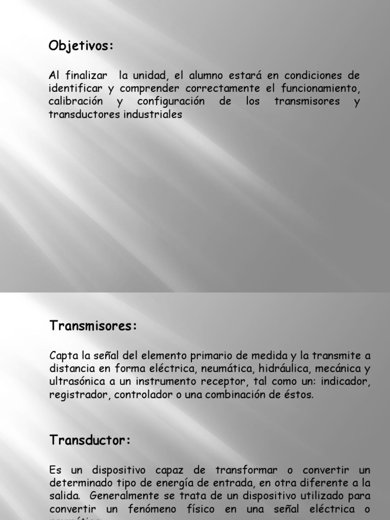 Funcionamiento de Transmisores y Transductores | PDF | Transmisor ...