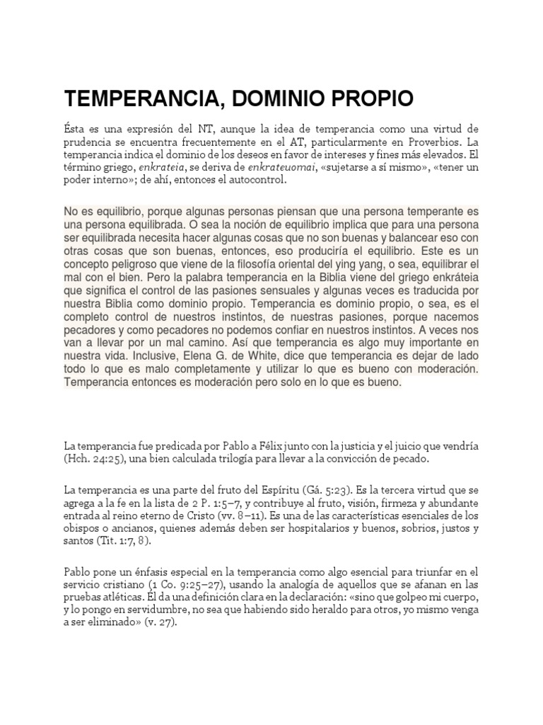 TEMPERANCIA | PDF | Religión y creencia