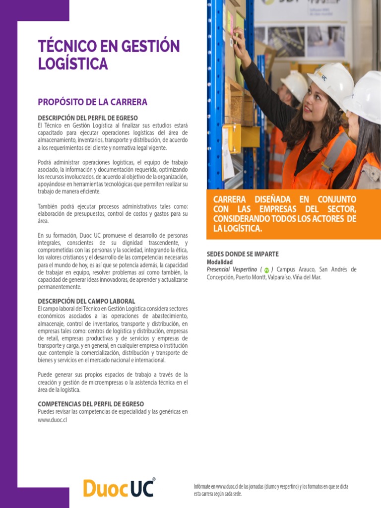 Técnico en Gestión Logística Duoc UC | PDF | Logística | Economias