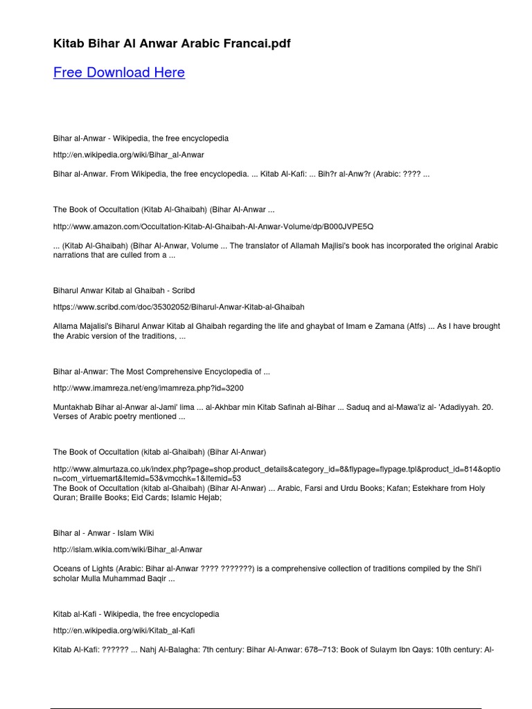 Vdocuments - MX - Kitab Bihar Al Anwar Arabic Francai Majalisis Biharul ...