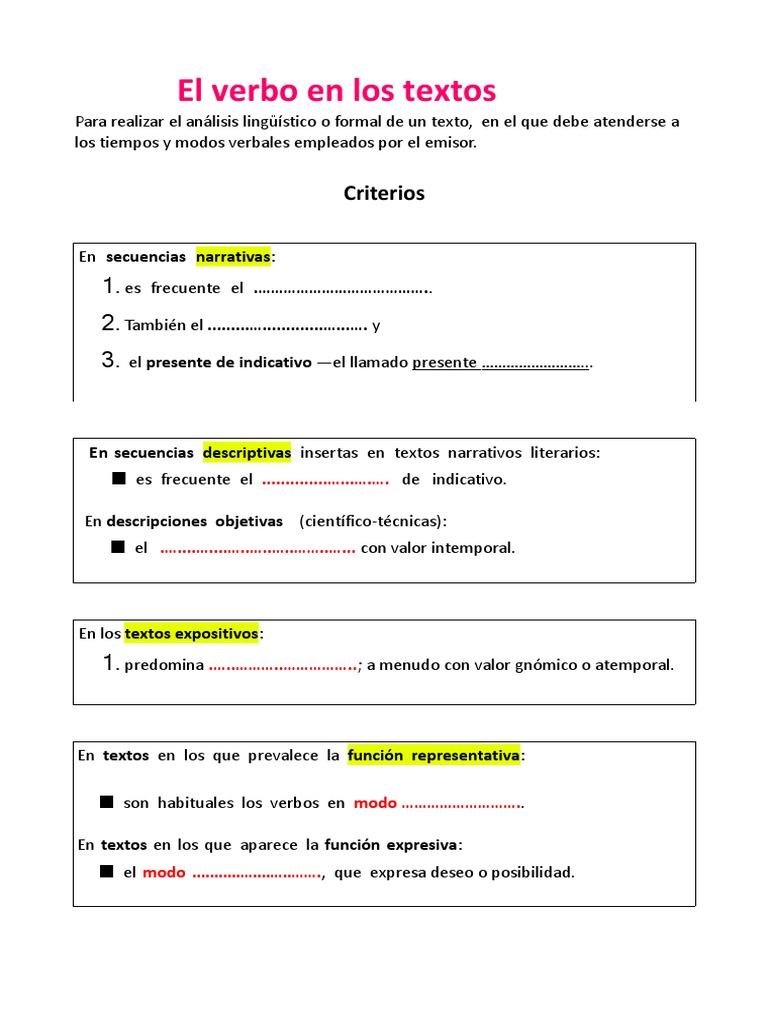 Análisis de Verbos en Textos | PDF