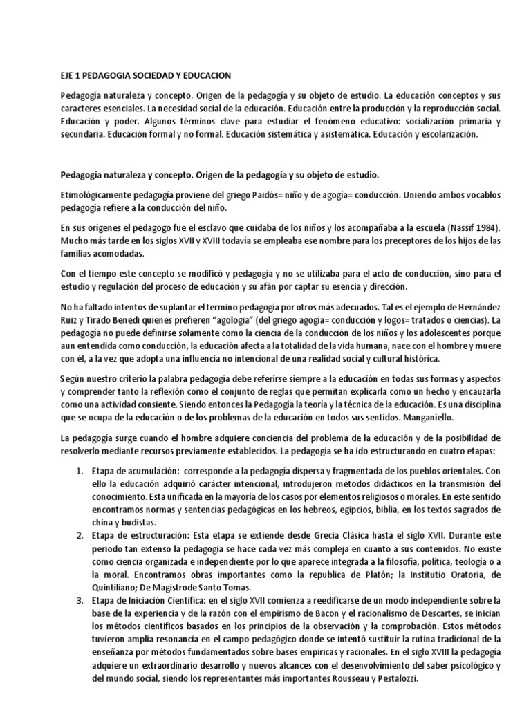 Fundamentos de Pedagogía y Educación | PDF | Pedagogía | Sociedad