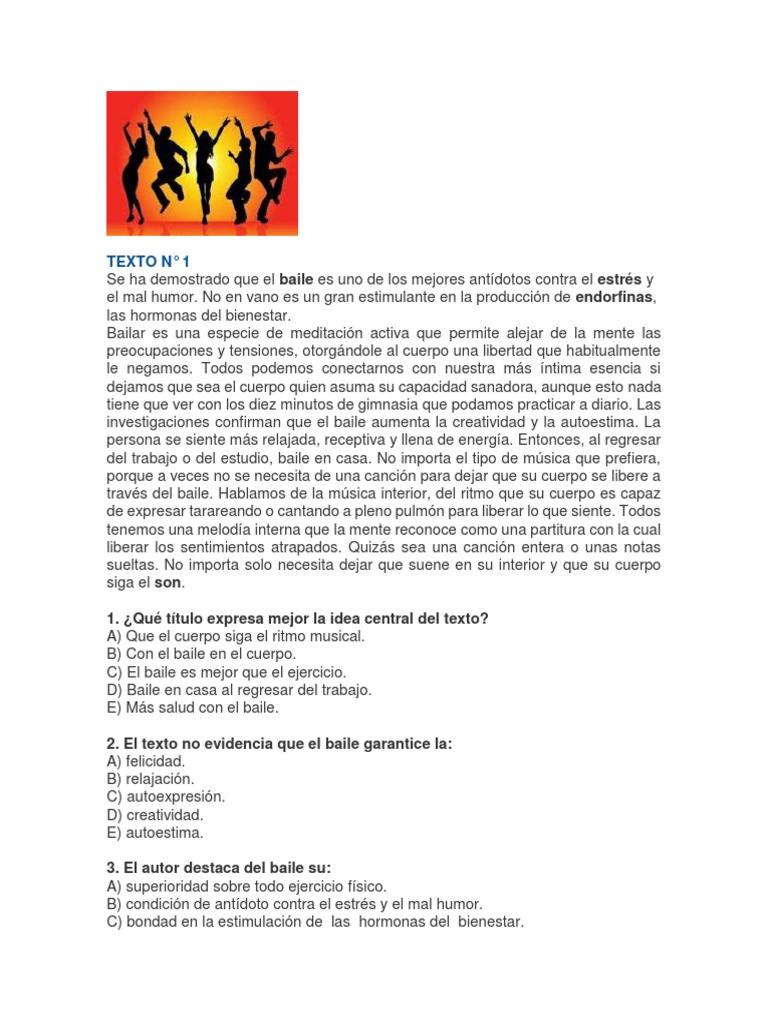 Ejercicios de Comprension Lectora | PDF | Esquizofrenia | Elemento transponible