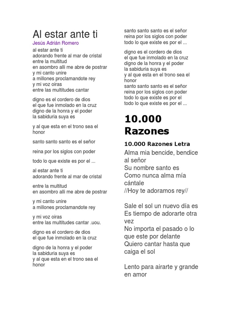 Al estar ante Ti: Letra y Adoración | PDF | Religión y creencia
