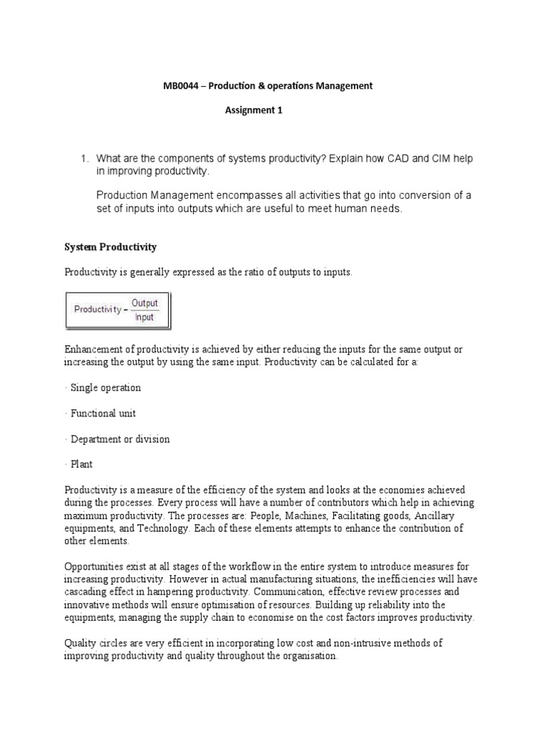 MB0044 - Production & Operations Management | PDF | Benchmarking ...