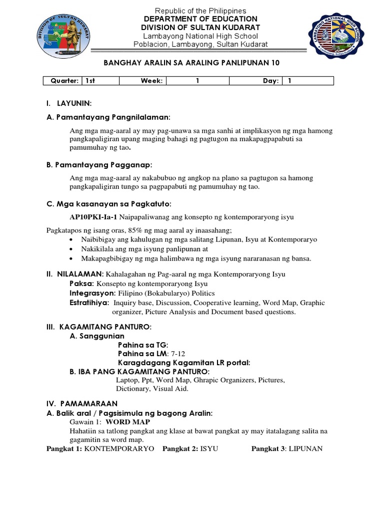 Daily Lesson Plan First Quarter | PDF