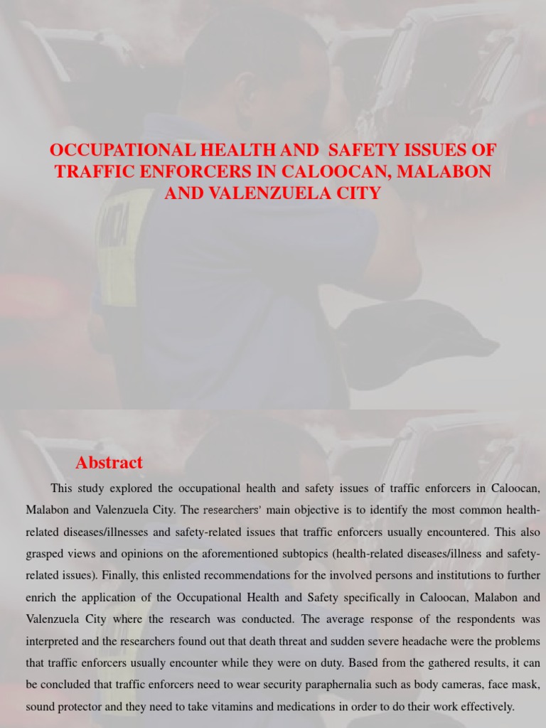 Occupational Health and Safety Issues of Traffic Enforcers | PDF ...
