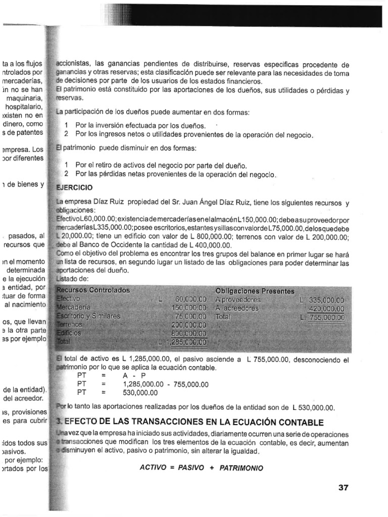 Ejercicios Ecuacion Contable | PDF