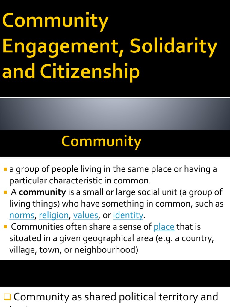 Community Engagement Solidarity and Citizenship 1 | PDF | Community ...