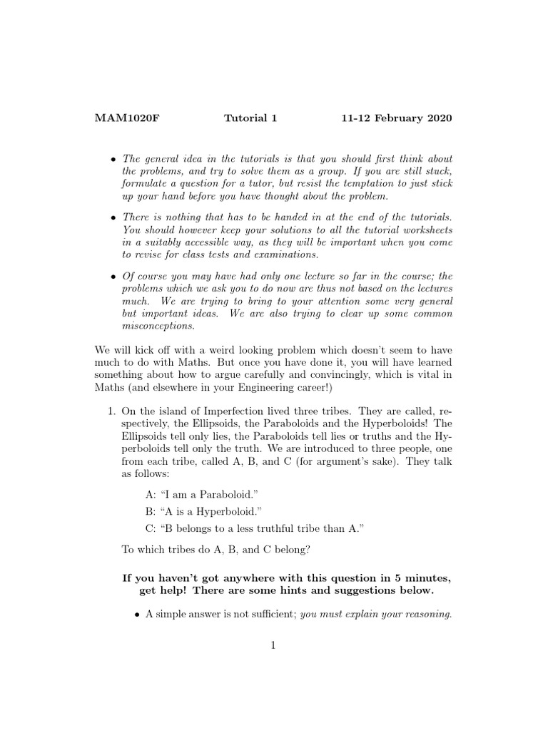 Tutorial 1 | PDF | Argument | Philosophical Methodology