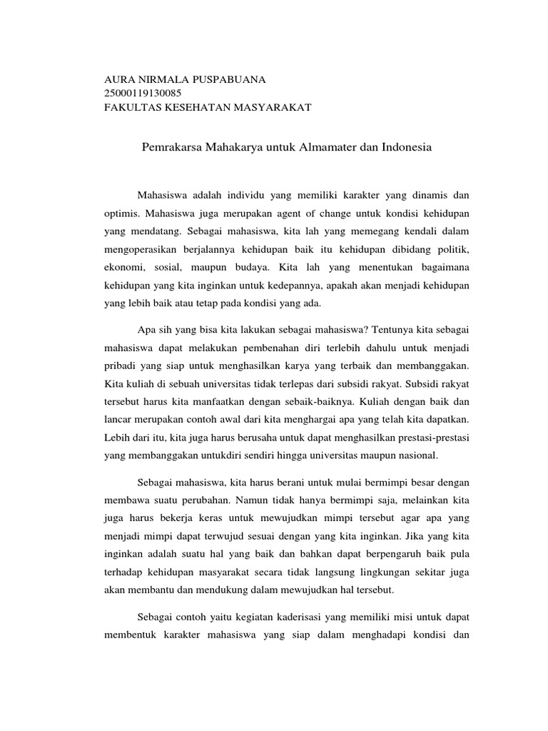 Pemrakarsa Mahakarya Untuk Almamater Dan Indonesia | PDF