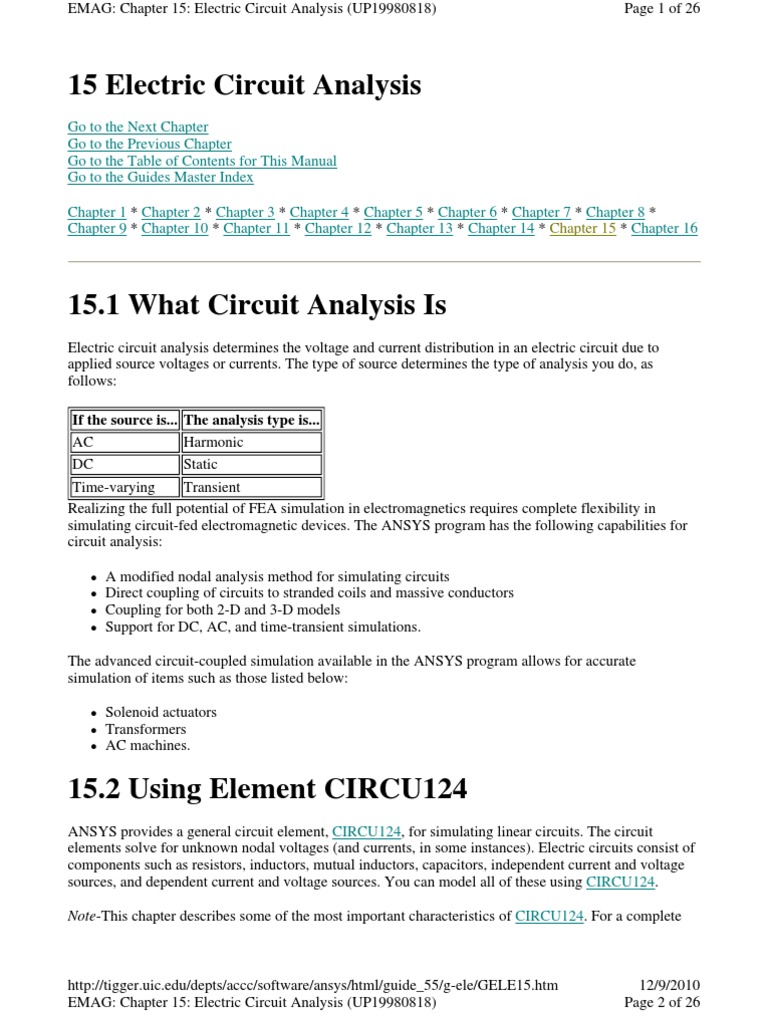 Electric Circuit Analysis with ANSYS | PDF | Network Analysis ...