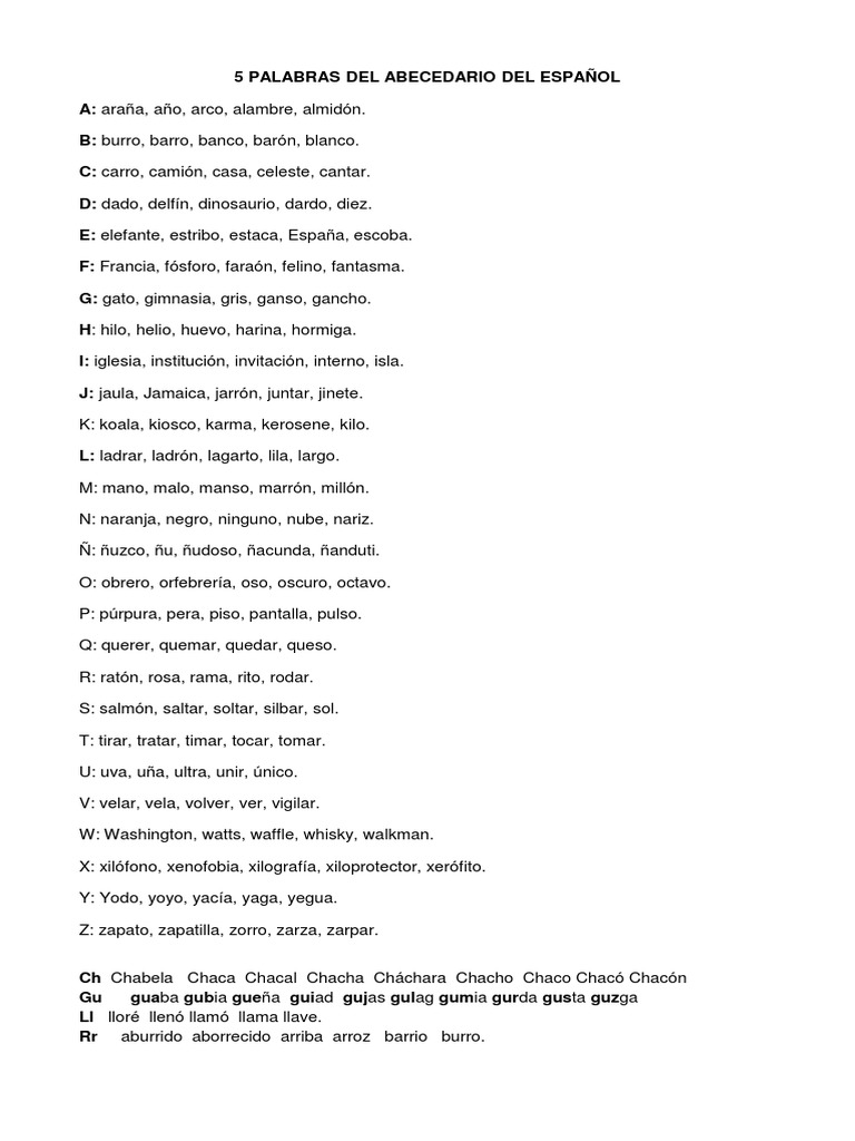 Palabras del Abecedario en Español | PDF | Semiótica | Mesoamérica