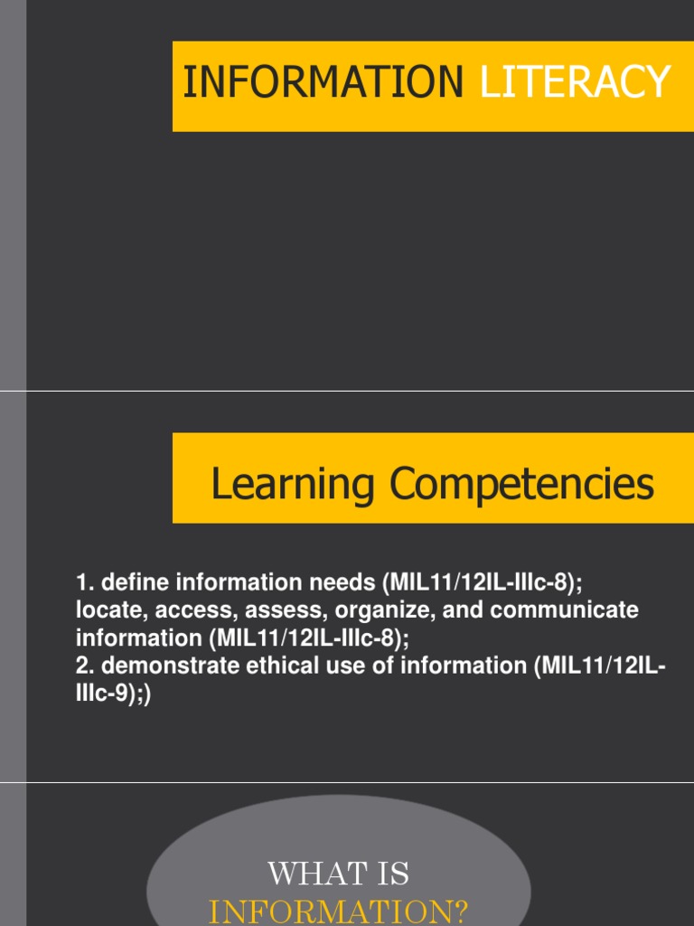 Lesson 3 Information Literacy | PDF | Information Literacy | Literacy