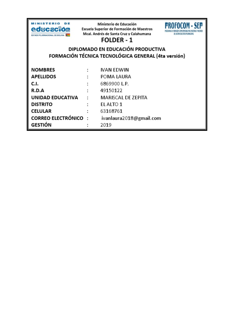 Ejemplo de Folder Rotulado Educativo | PDF