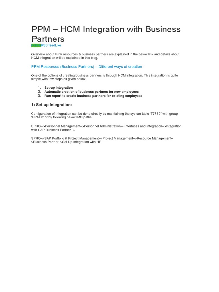 PPM - HCM Integration With Business Partners | PDF | Computing ...