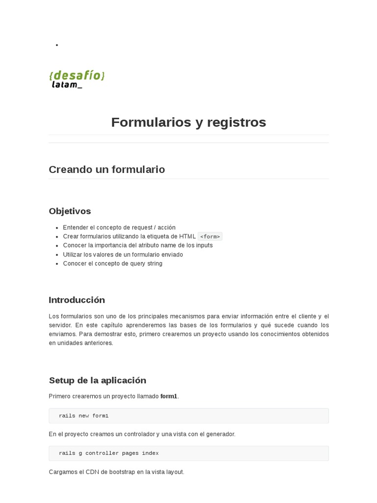 Guía Completa de Formularios en HTML y Rails | PDF | SQL | Bases de datos