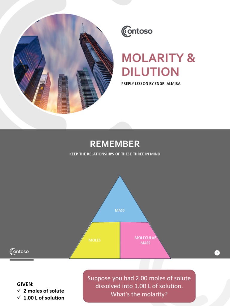 Molarity and Dilution Calculations Guide | PDF | Molar Concentration ...