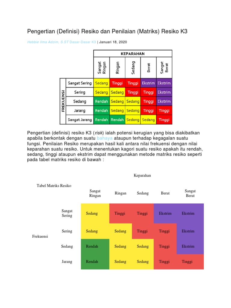 Matrik Resiko k3 | PDF