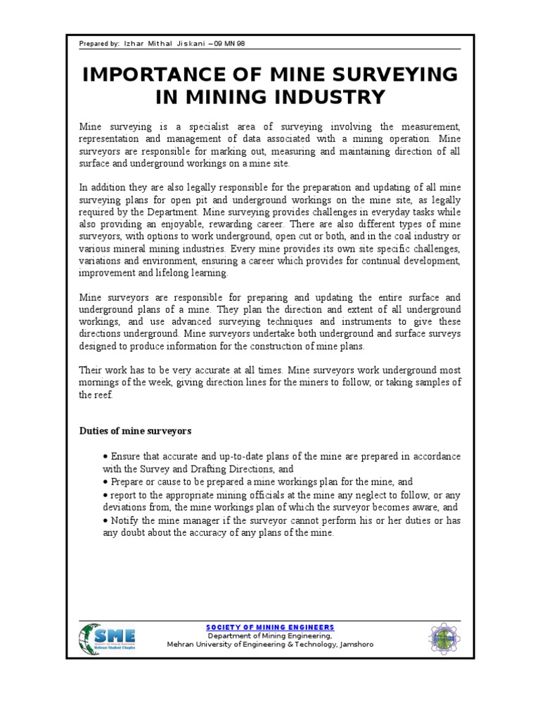 Importance of Mine Surveying in Mining Industry | PDF | Surveying ...