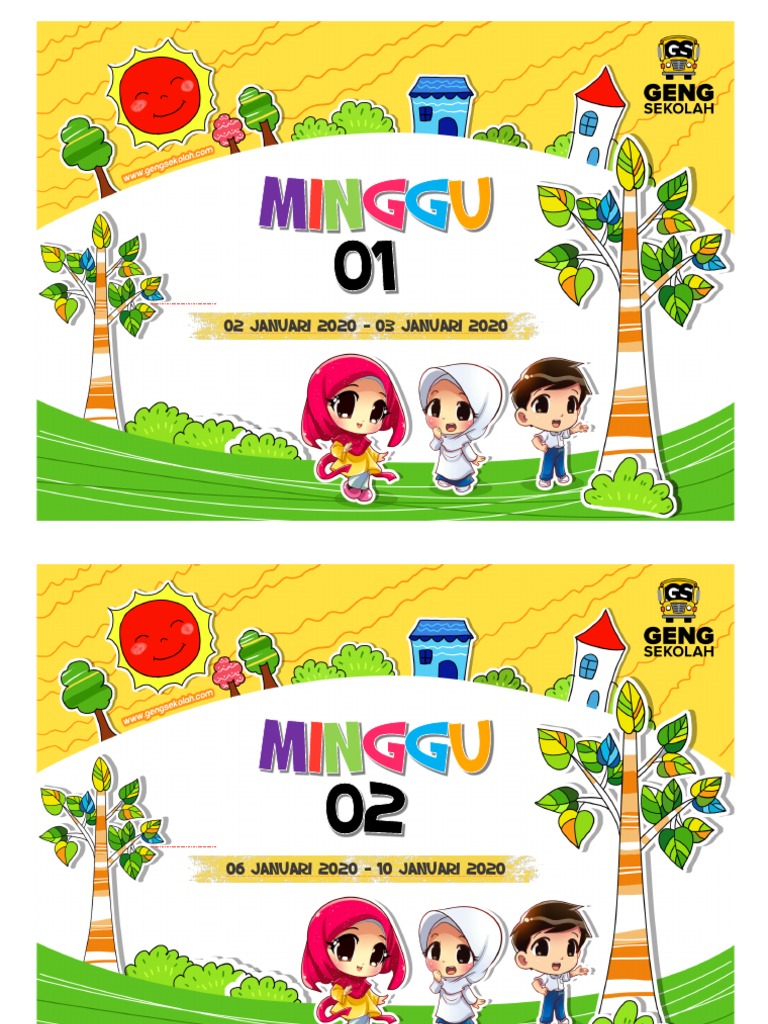 Divider Minggu Persekolahan Kartun 2020 | PDF