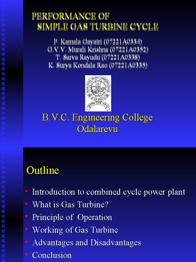 Performance of Simple Gas Turbine Cycle Performance of Simple Gas ...
