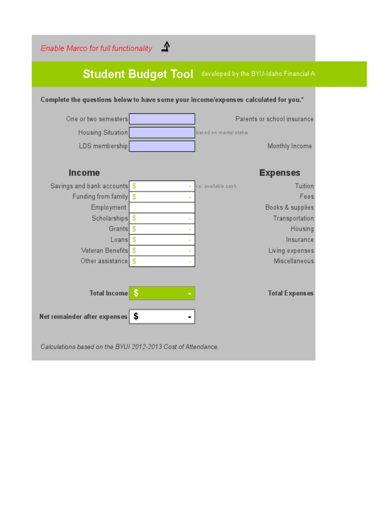 Budget Tool | PDF