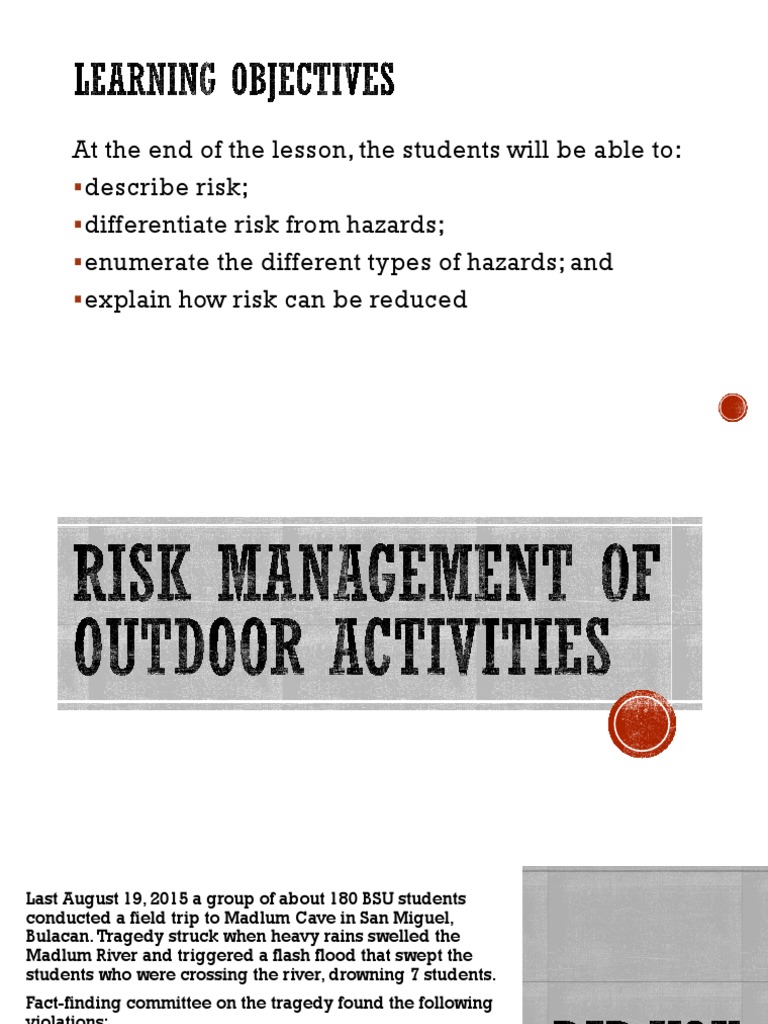 Risk Management of Outdoor Activities | PDF | Risk Management | Hazards