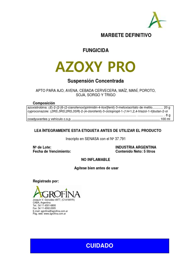 Fungicida Azoxy Pro: Uso y Precauciones | PDF | Tanques | Pesticida