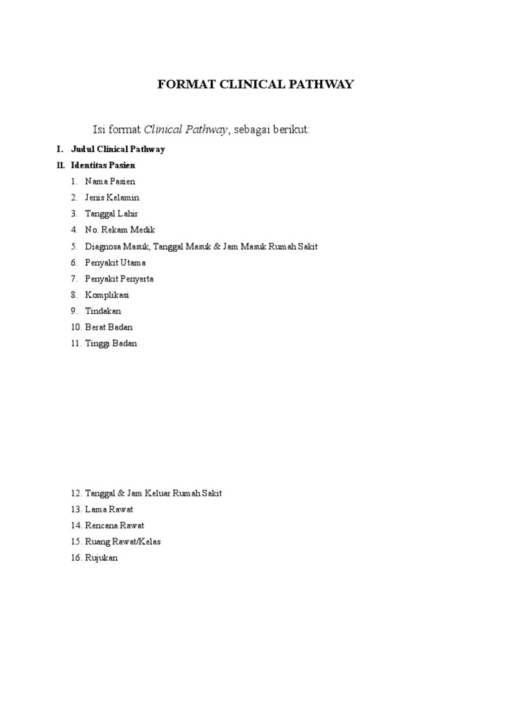 Format Clinical Pathway | PDF