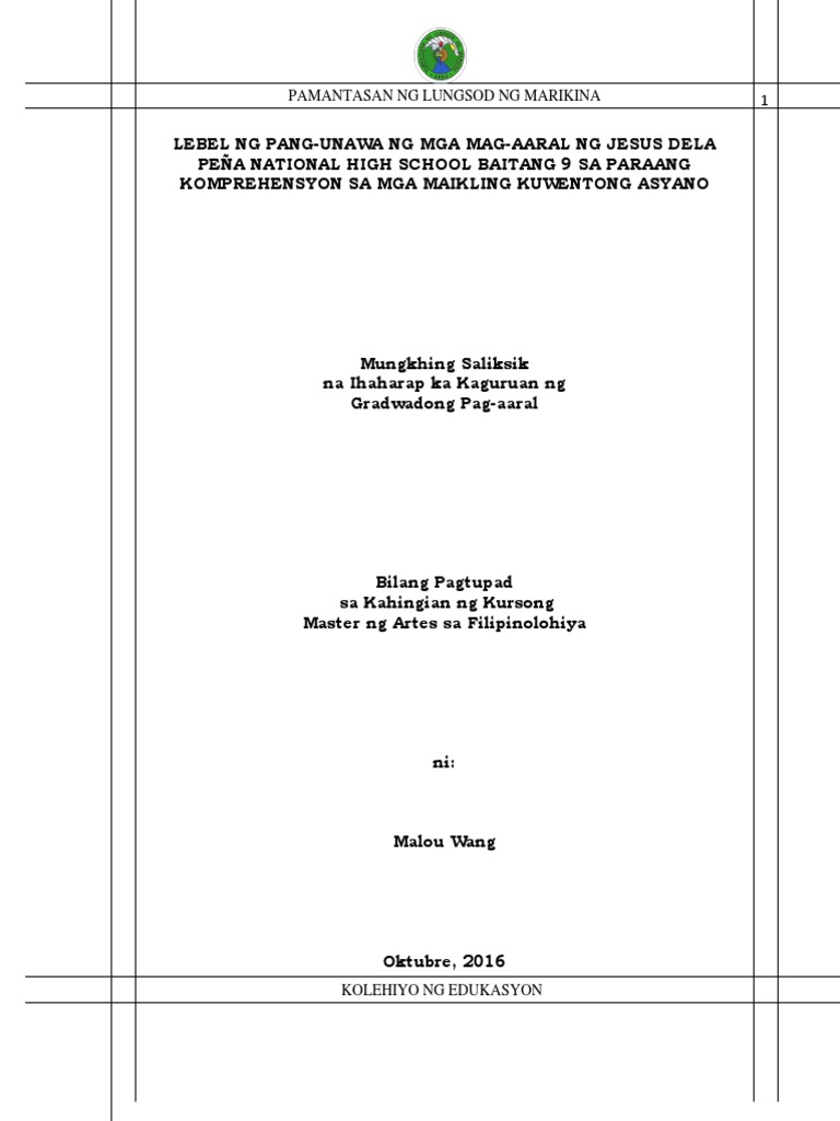 SAMPOL MRAD TESIS Filipino | PDF