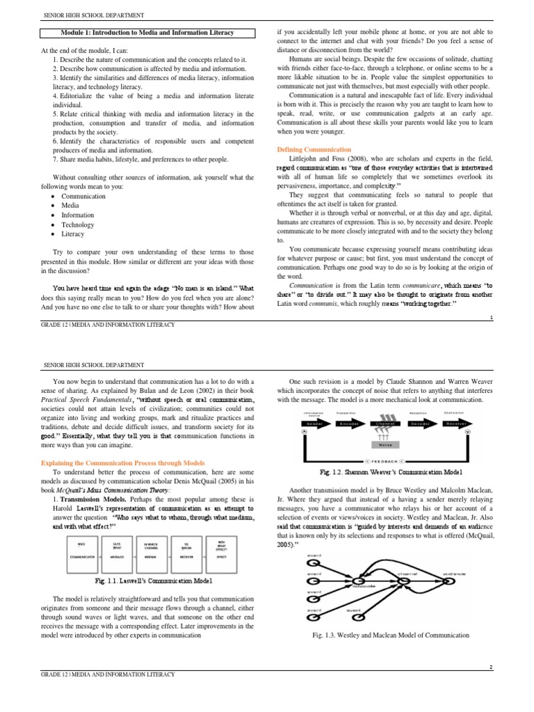 Mil Module 1-5 | PDF | Literacy | Communication