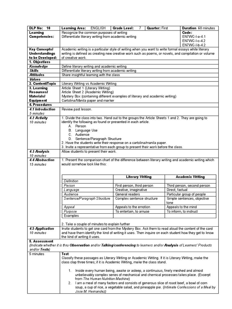 Distinguishing Literary and Academic Writing | PDF | Writing | Essays