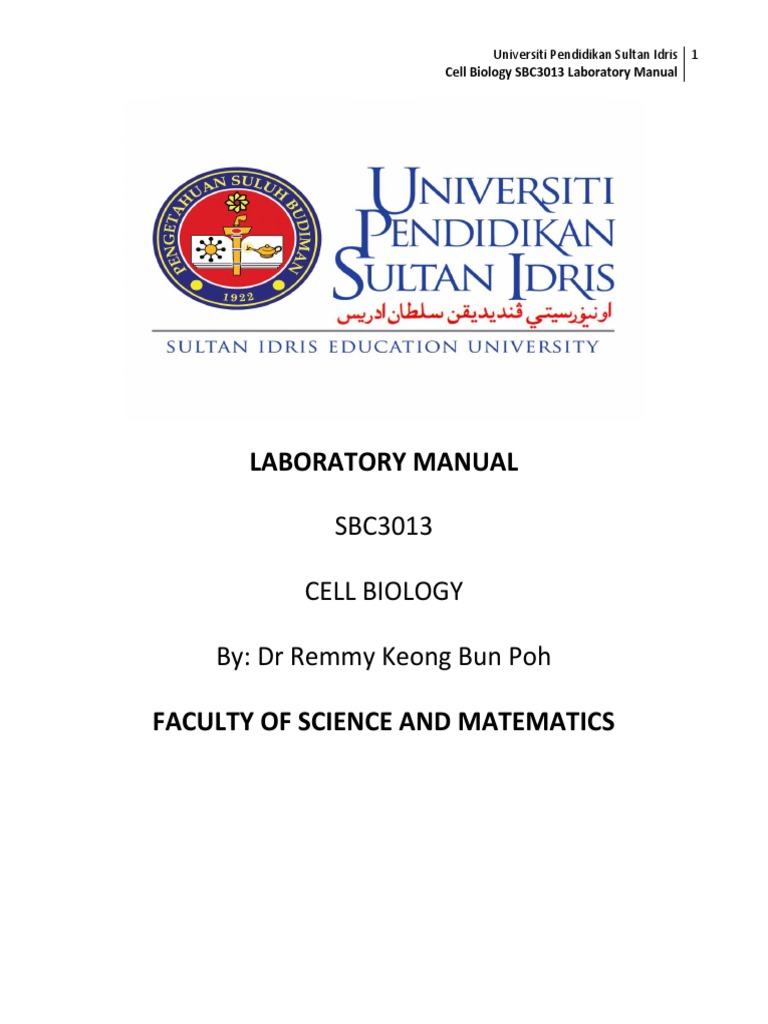 Lab Manual - Cell Biology - SBC3013 PDF | PDF | Chemistry | Nature