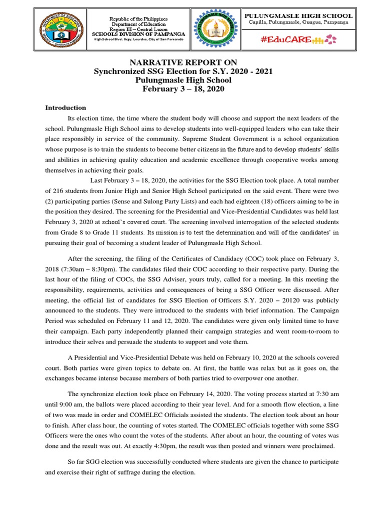 Synchronized SSG Election Report | PDF | Elections | Government