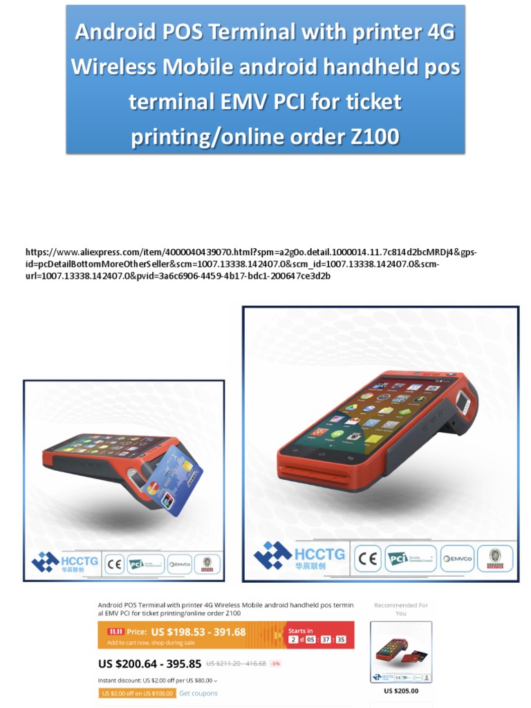 Android POS Terminal With Printer 4G Wireless Mobile Android Handheld ...